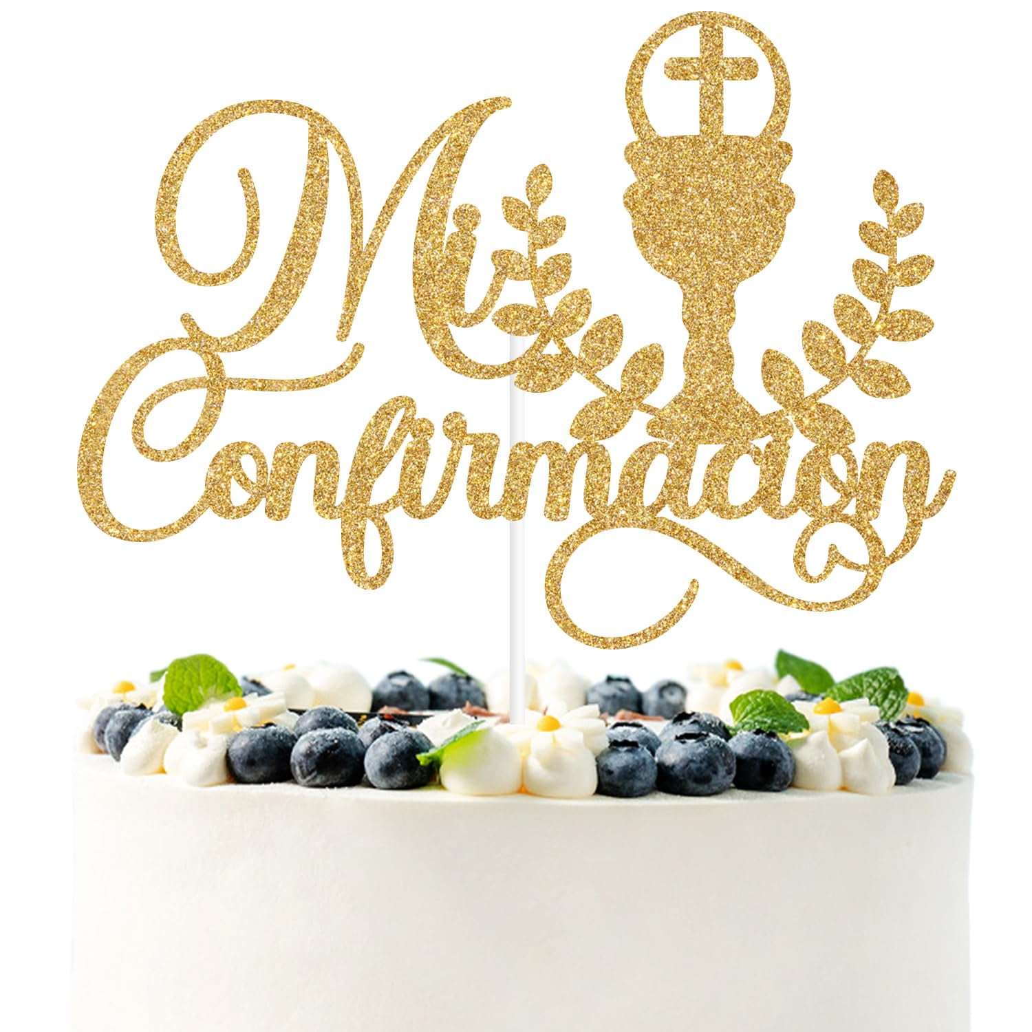 Gold Glitter Mi Confirmacion Cake Topper, ITL1 Mi Bautizo/God Bless This Child/Blessing On Your ...