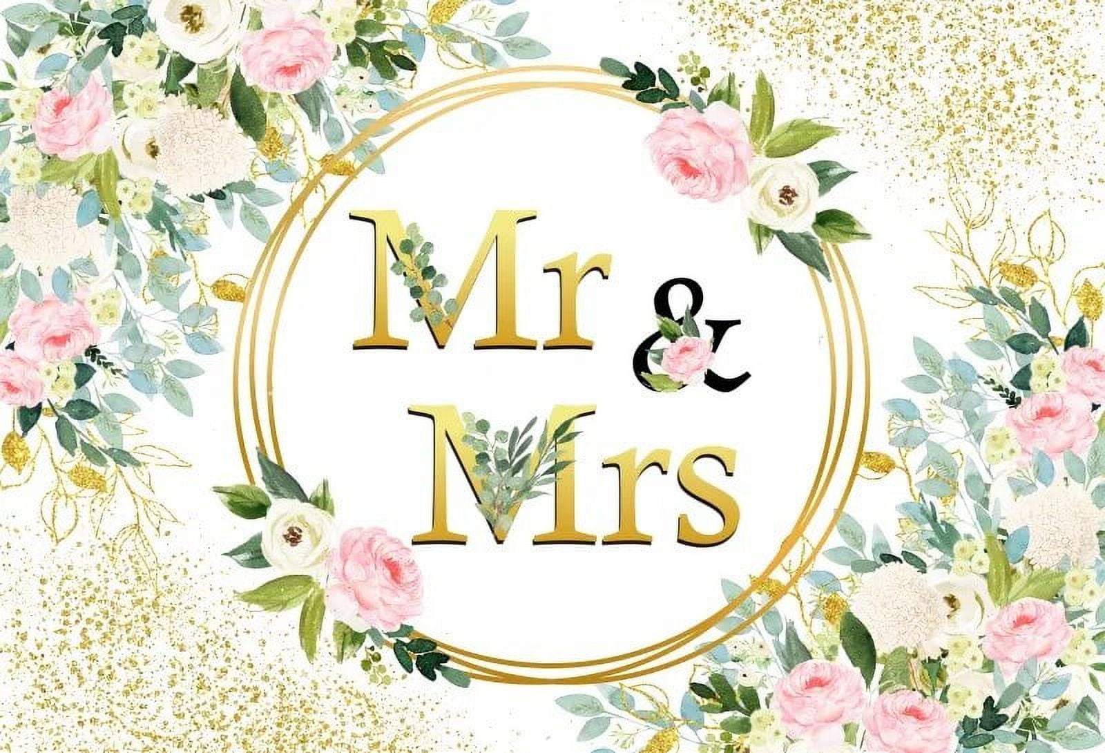 Gold Glitter Mr&Mrs Backdrop Pink Floral Bride Shower Wedding Reception ...