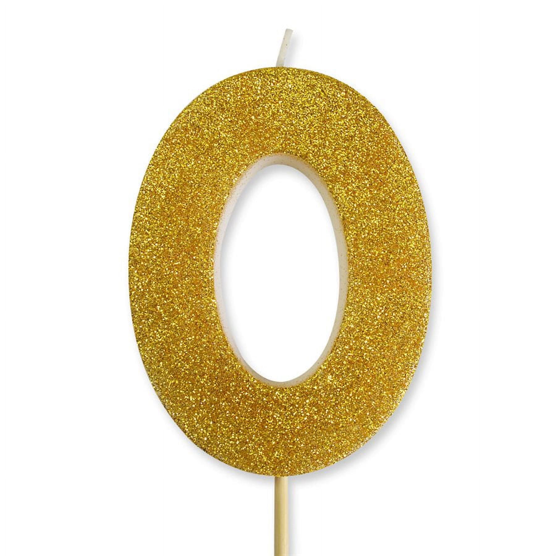 Gold Glitter Number 0 Candle 4" - Walmart.com