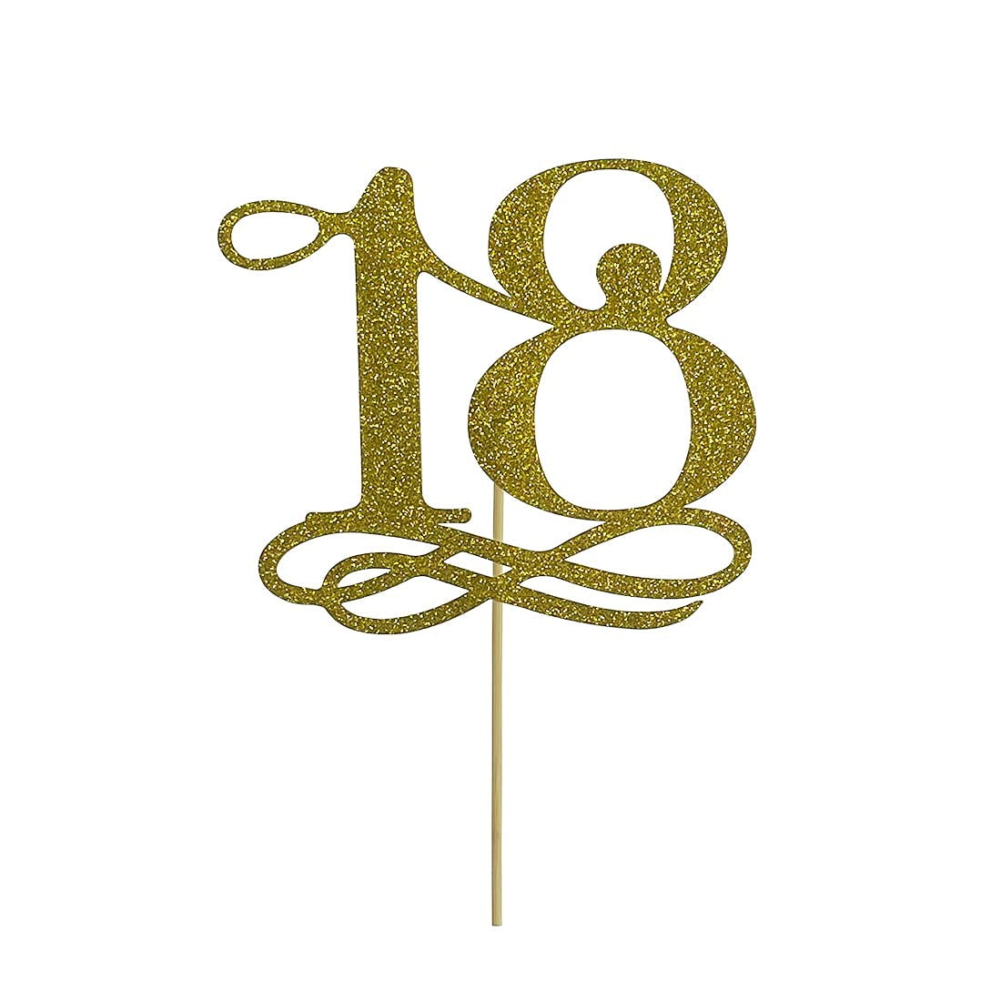 Gold Glitter Number 18 Cake Topper KKS1 - Happy 18th Birthday, Cheers ...