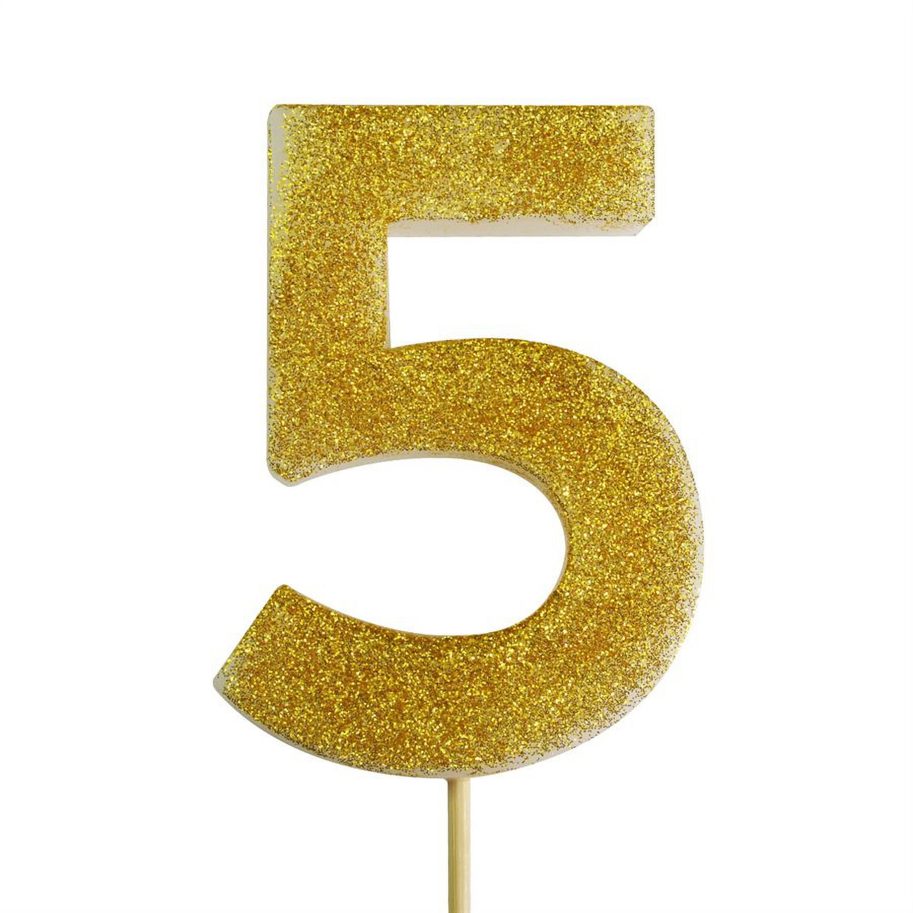 Gold Glitter Number 5 Candle 4" - Walmart.com