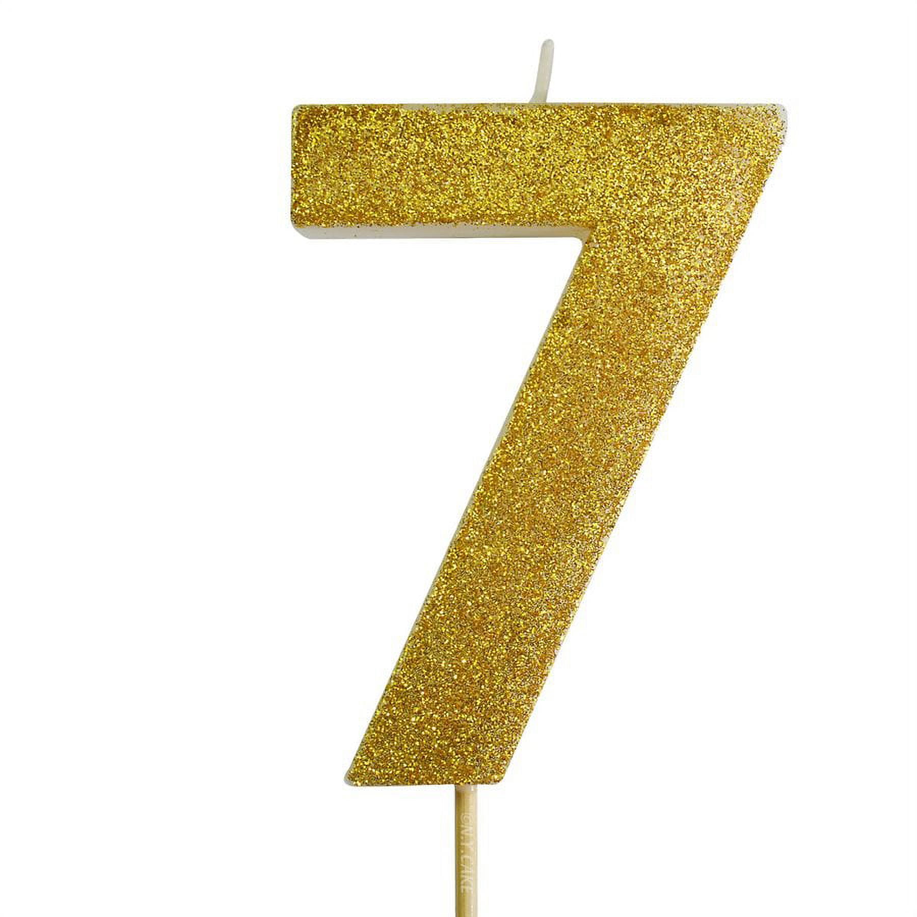 Gold Glitter Number 7 Candle 4" - Walmart.com
