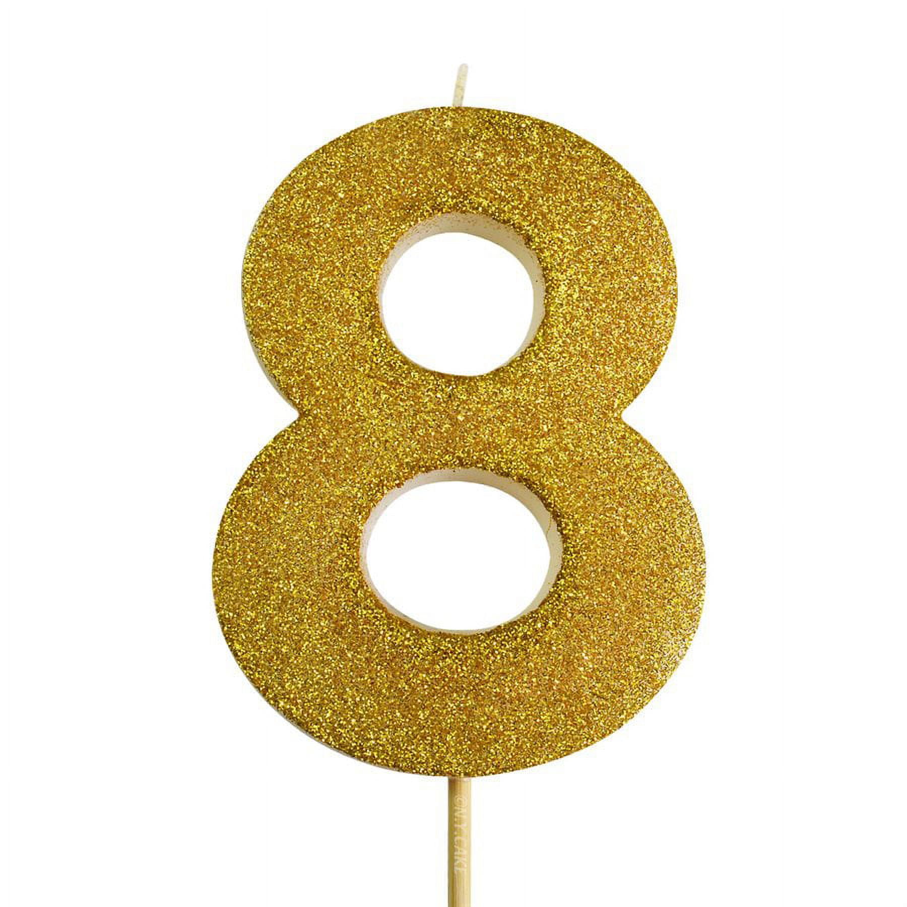 Gold Glitter Number 8 Candle 4" - Walmart.com