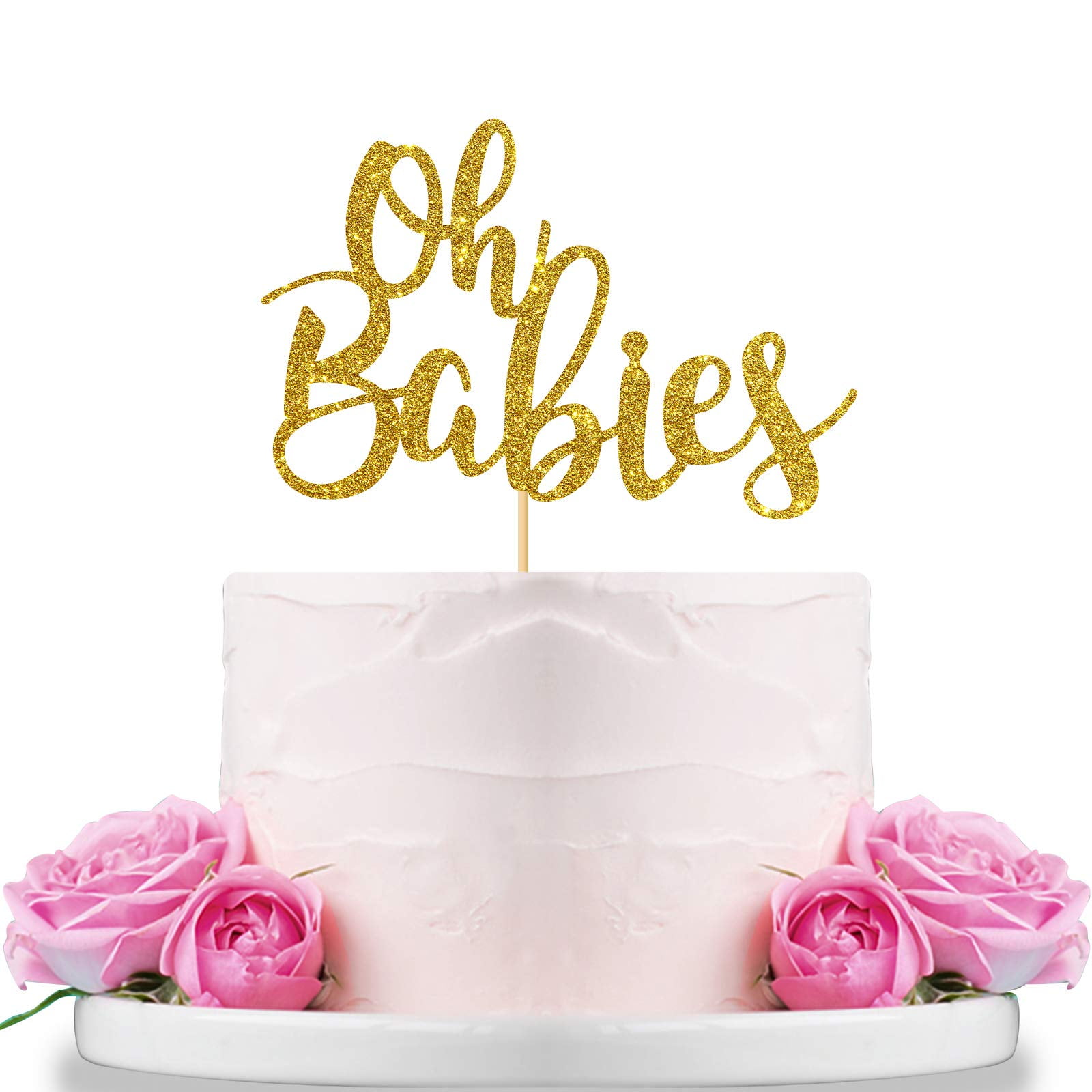 Gold Glitter OhTRDN Babies Cake Topper for Twins Baby Shower,Gender ...