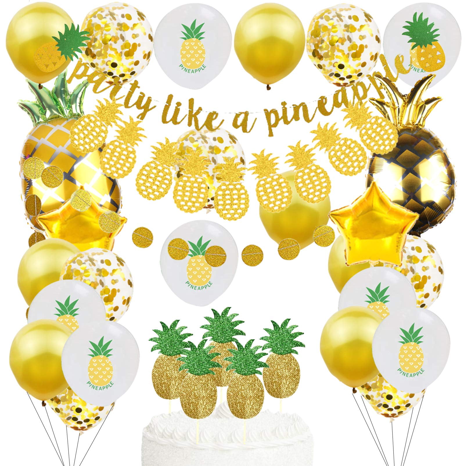 Gold Glitter Pineapple Party Decorations - AIS1 Summer Pineapple ...