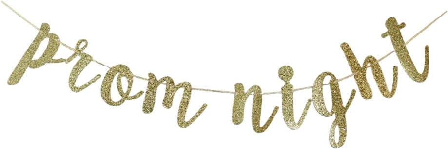 Gold Glitter "Prom Night" Banner, High School Prom Party Decorations ...