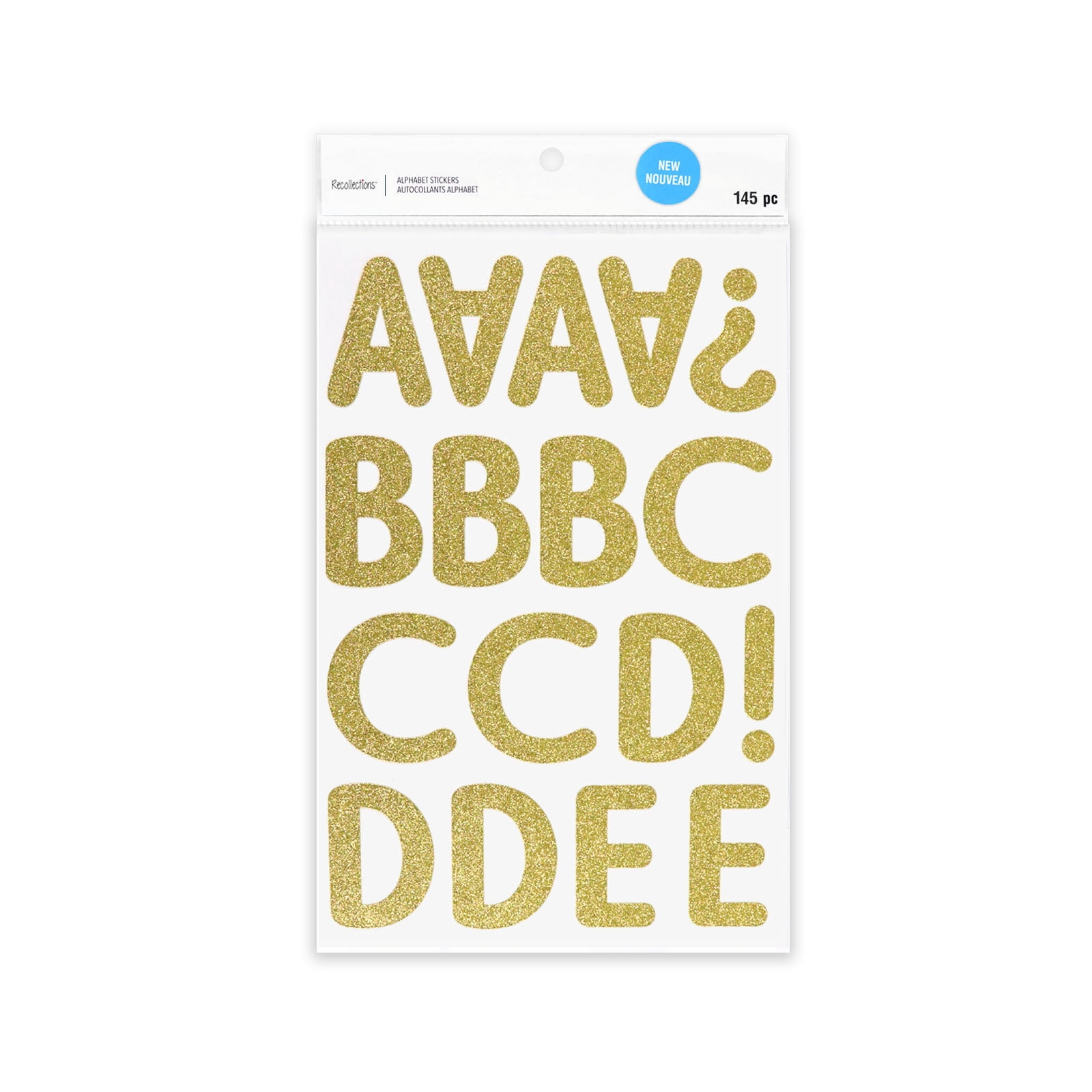 Gold Glitter Rounded Font Alphabet Stickers by Recollections - Walmart.com