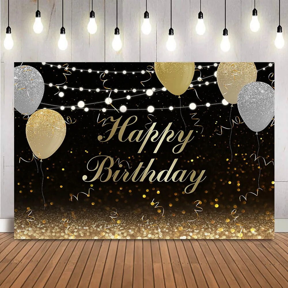 Gold Glitter Shining Dots Backdrop Happy Birthday Adult Theme Party Decoration Supplies ...