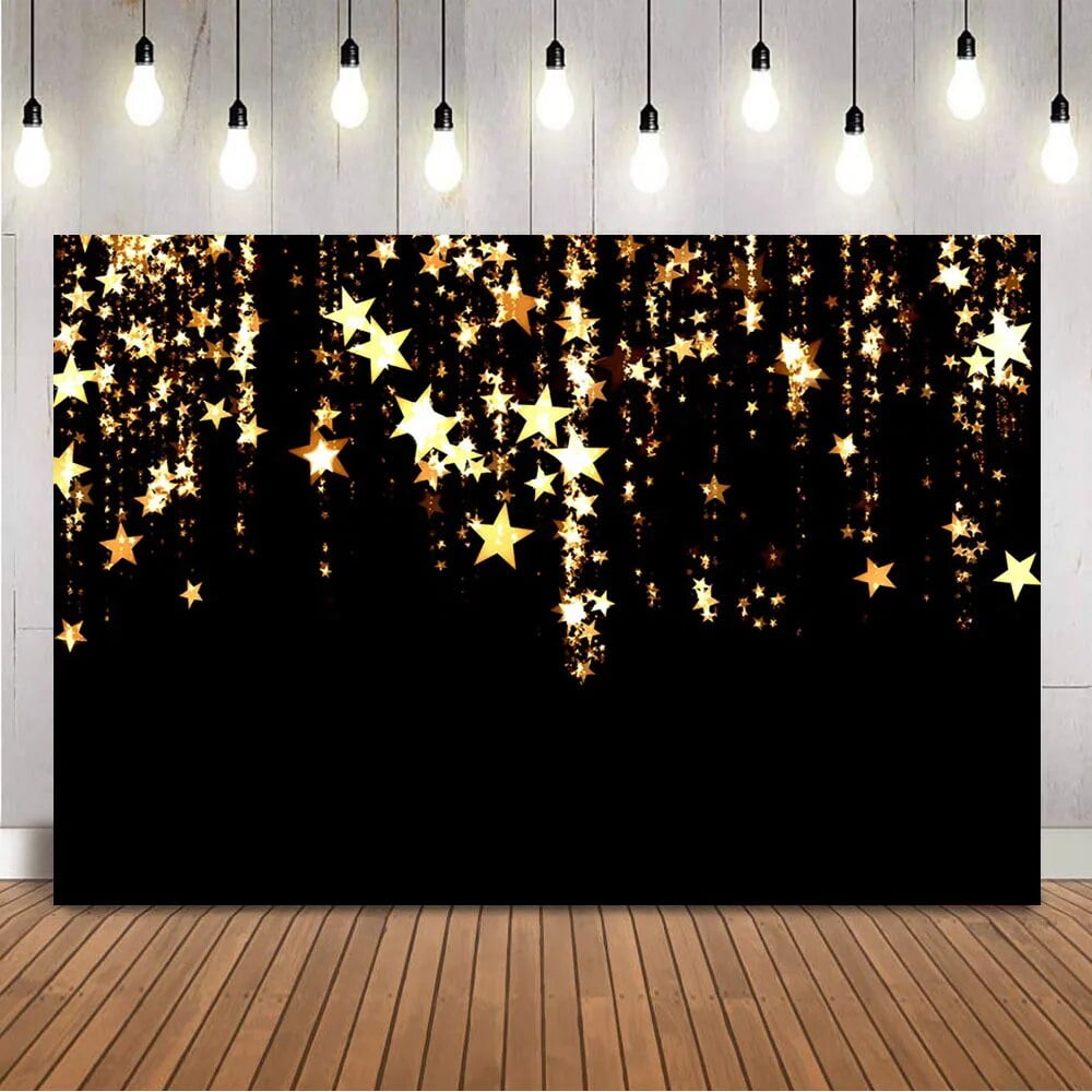 Gold Glitter Stars Backdrop for Photography Black Shining Dots Boy ...