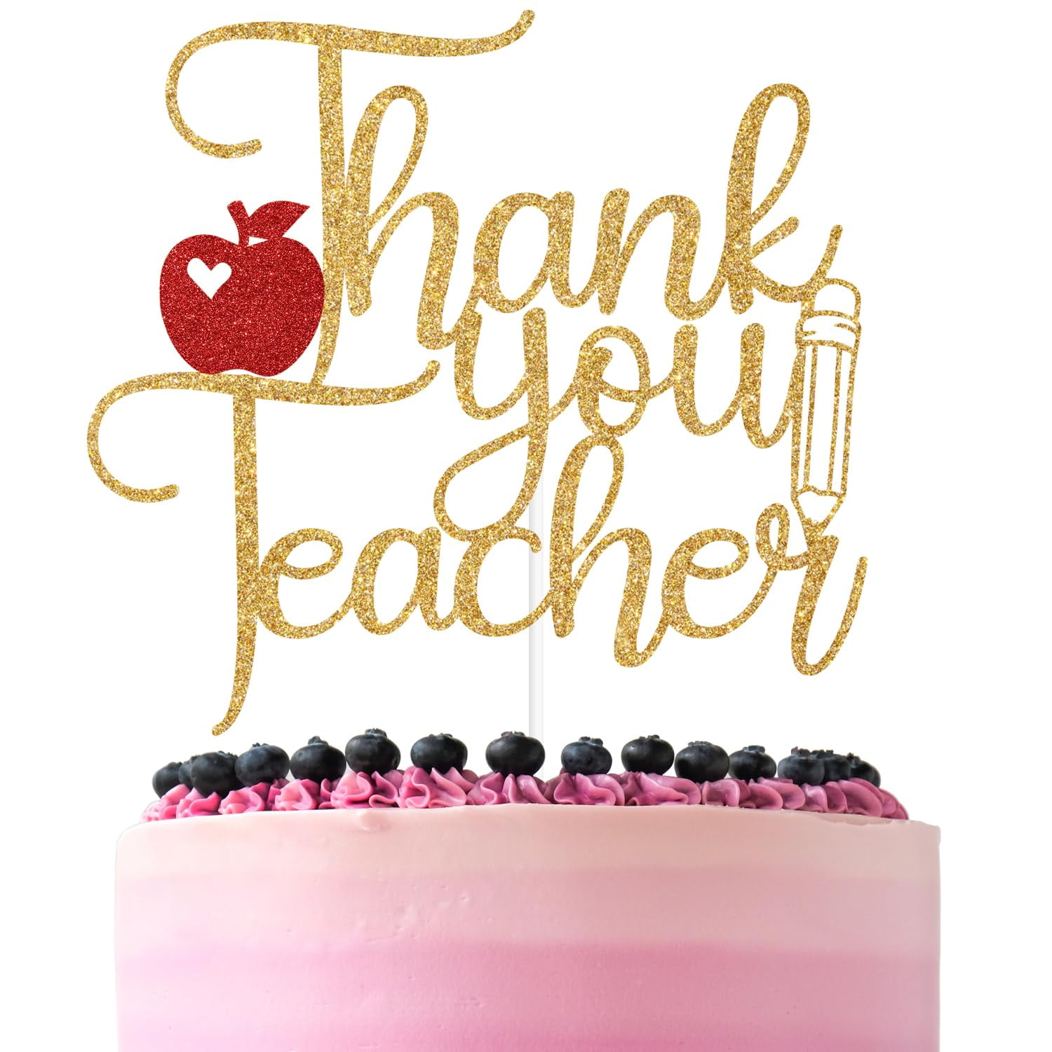 Gold Glitter Thank FEV6 You Teacher Cake Topper, Thank You for Helping Us Grow/Best Teacher Ever ...