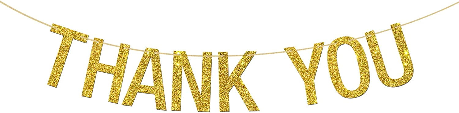 Gold Glitter Thank You Banner - Wedding Bunting Photo Booth Props ...
