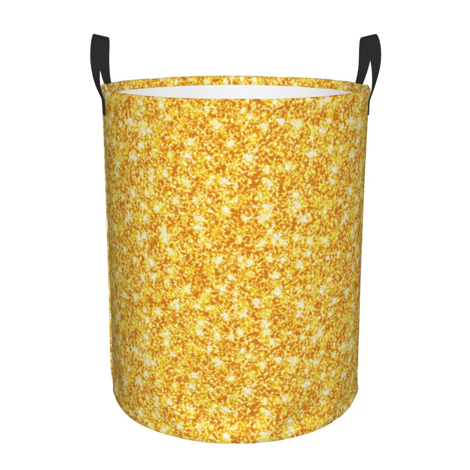 Gold Glitter lightning A Laundry Basket with Handles - Freestanding ...