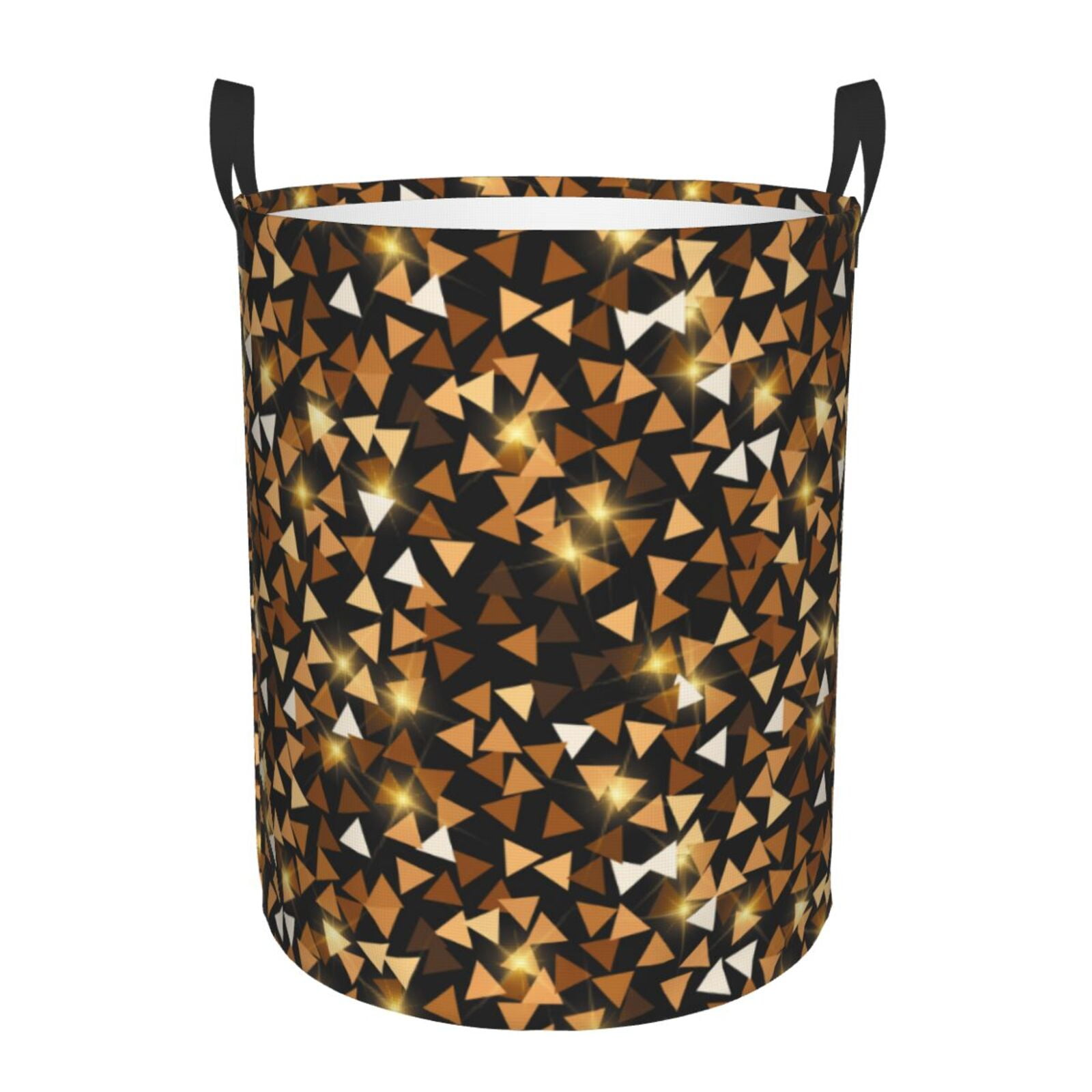 Gold Glitter lightning E Round Laundry Basket, Laundry Hamper with ...