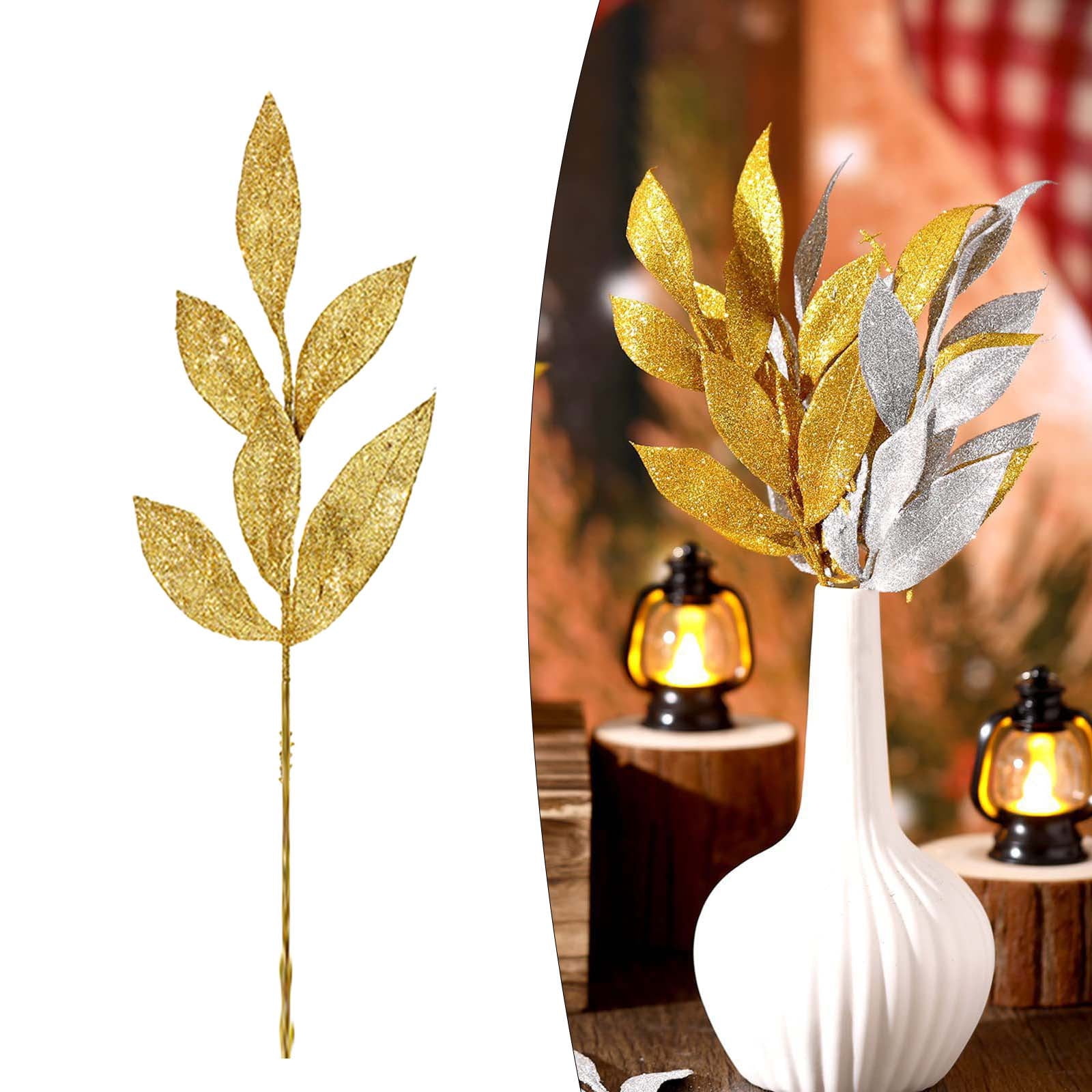Gold Glittered Spray Picks Branches for Christmas Tree Diy Wreath ...