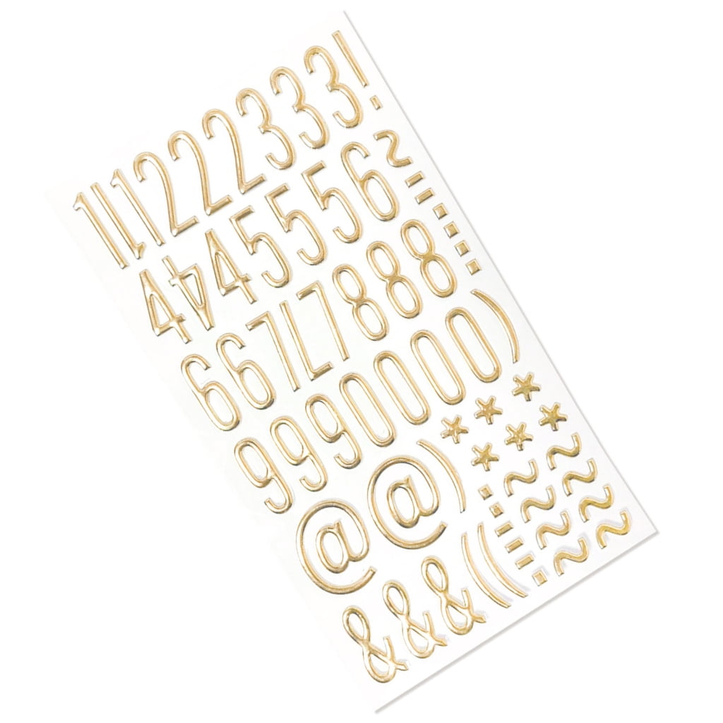 Gold Glittering PVC Sticker for Card Making 3D Metallic Letter Number ...