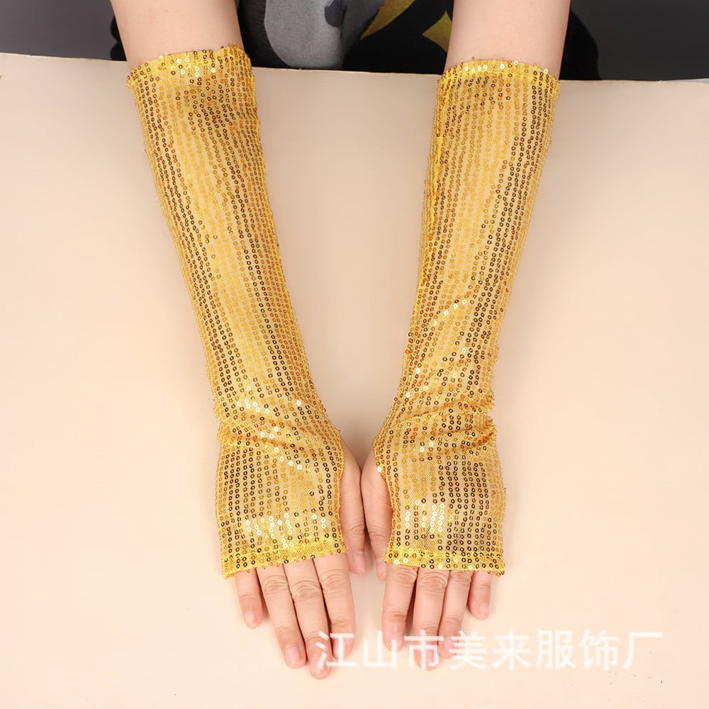 Gold Gloves Mittens for Women Men Gloves Gloves Sparkly Glitter Fishnet ...