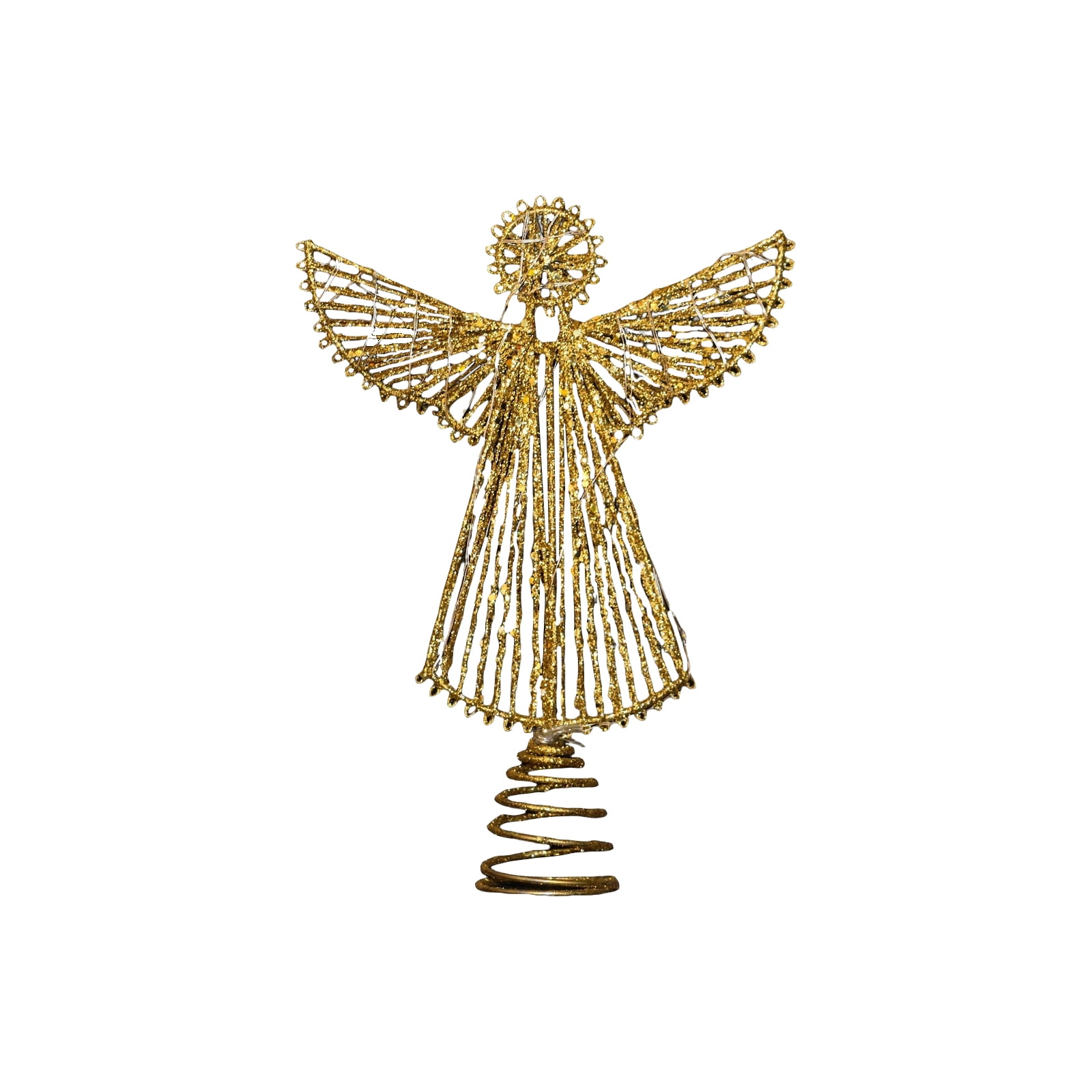 Gold Glowing Angel Christmas Tree Topper, Lighted Glitter Hollow Wire ...