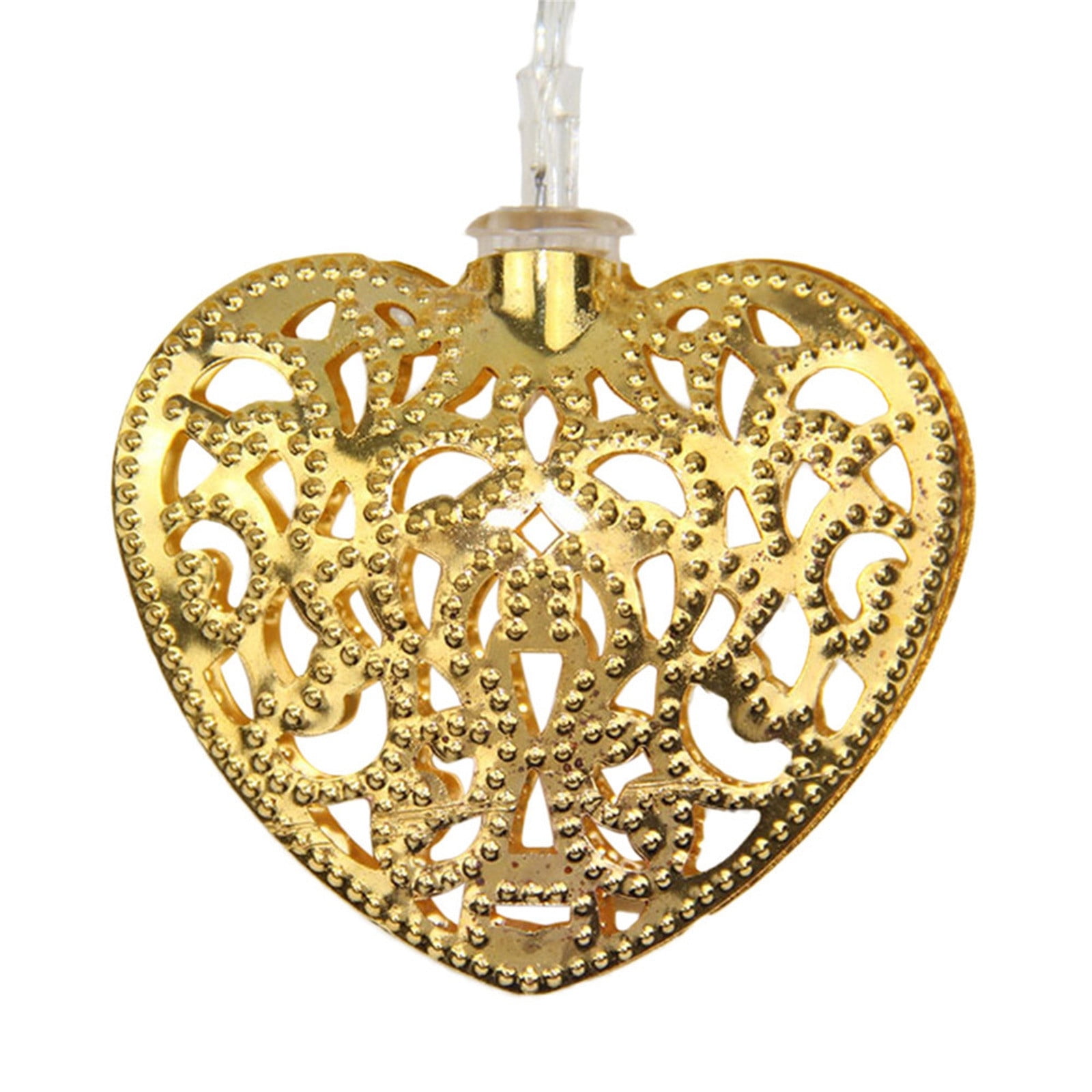 Gold Gold Color Heart Shaped Metal String Lights 10 Led For Indoor ...