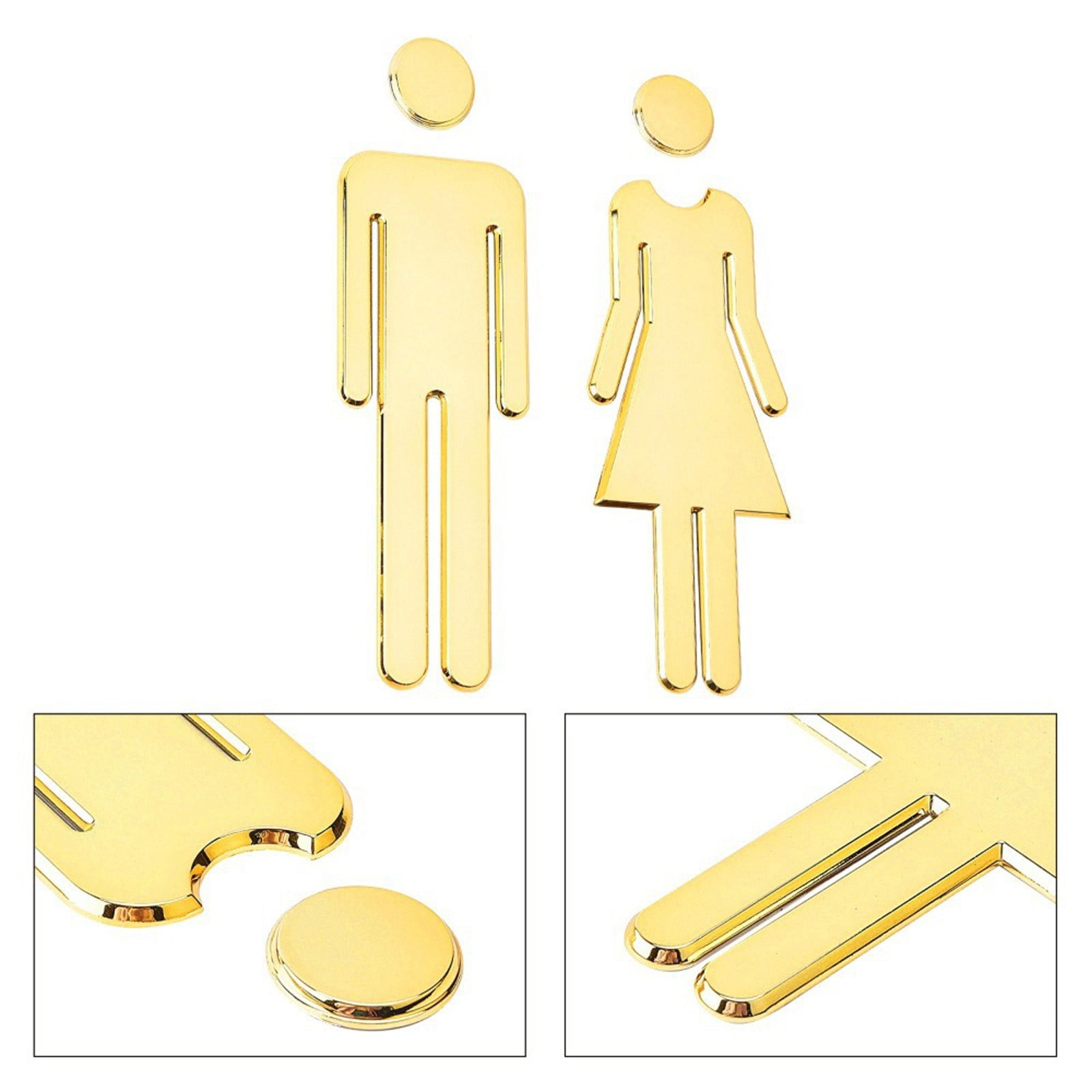 Gold Gold Men And Women Restroom Sign Acrylic Material For Toilet Door ...