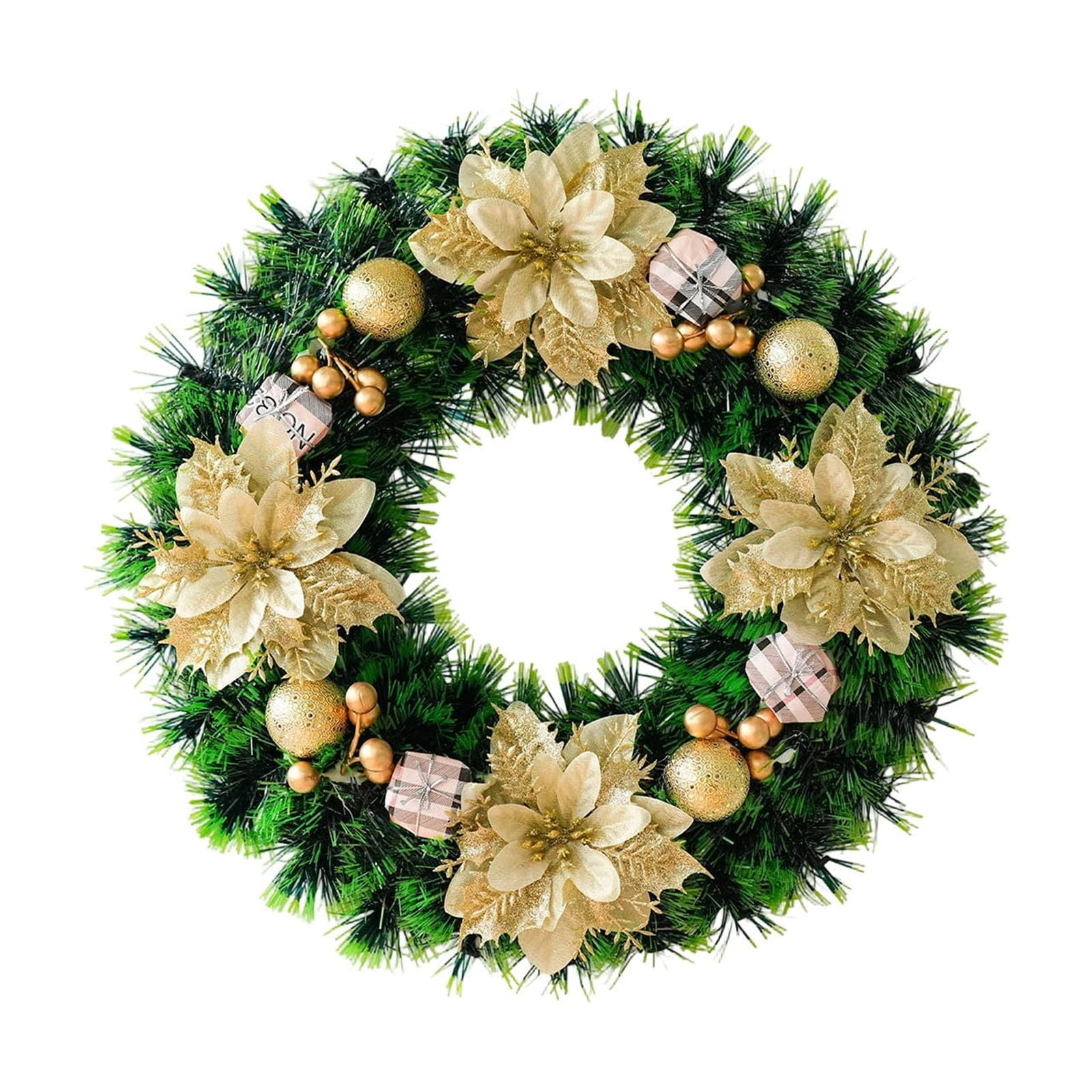 Gold Gold Style Christmas Wreath Decor For Door Window Wall Hanging ...