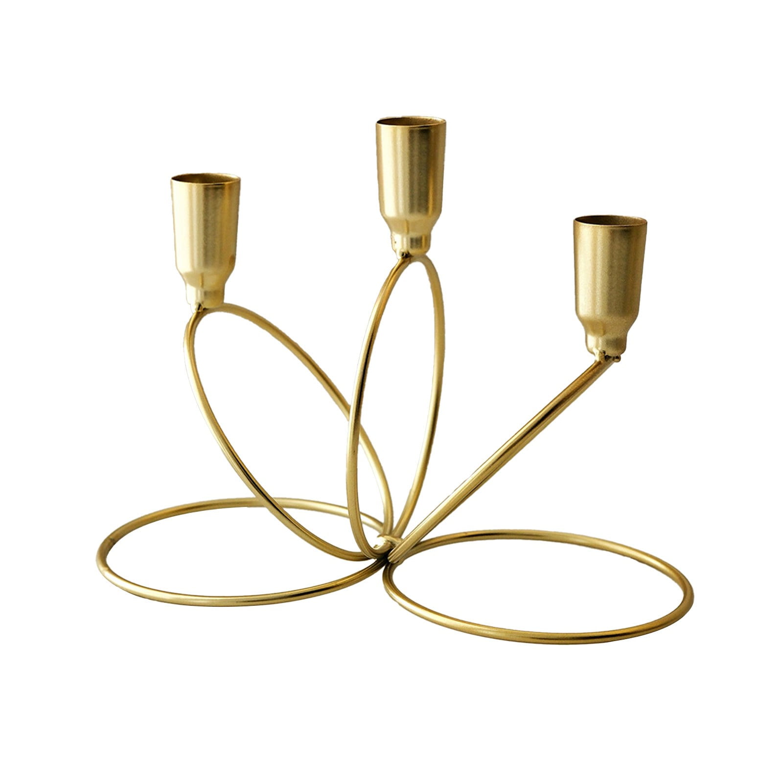 Gold Gold-Toned Iron Candle Holder With Three Arms Designed For ...
