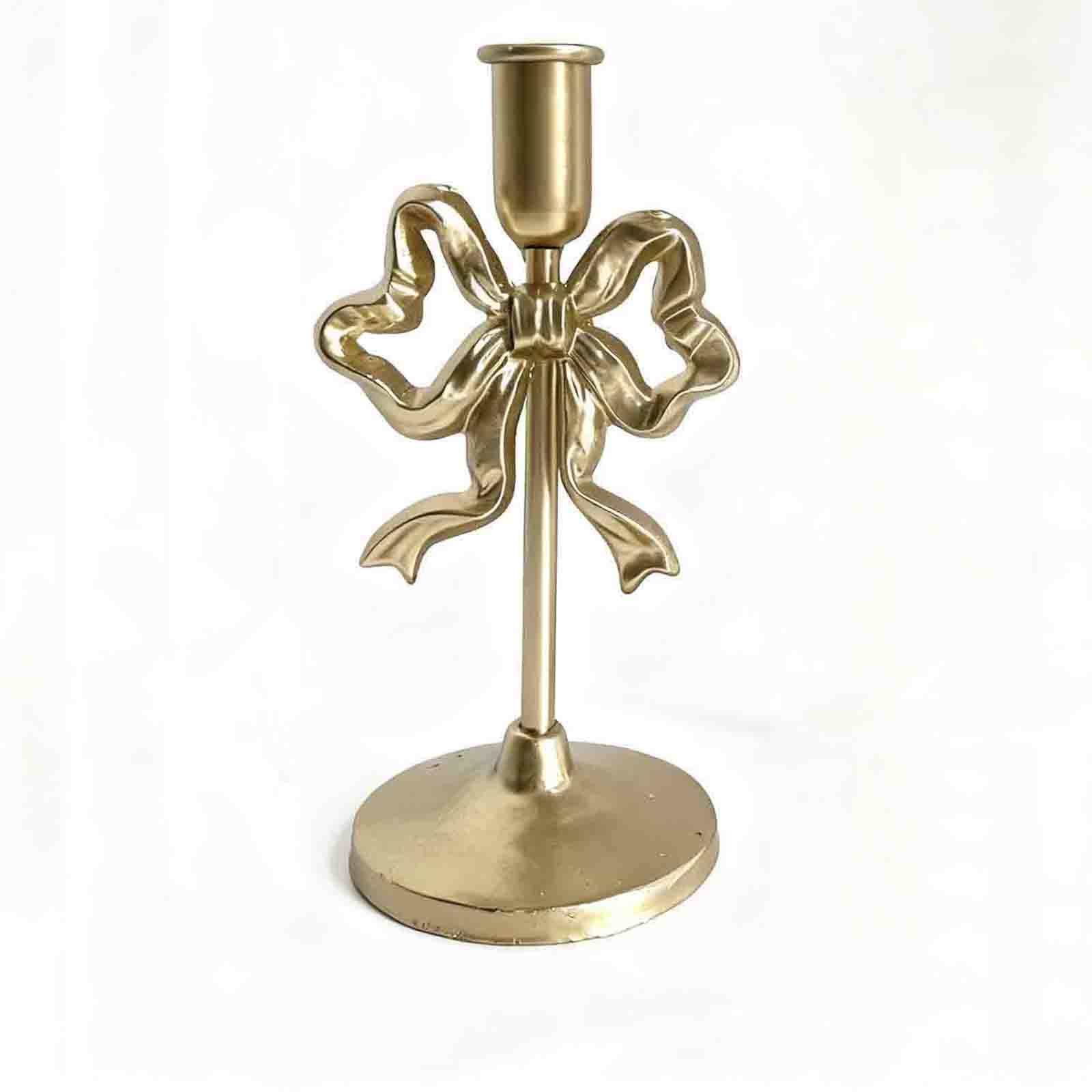 Gold Gold Vintage French Style Iron Bow Candlestick Decoration Romantic ...