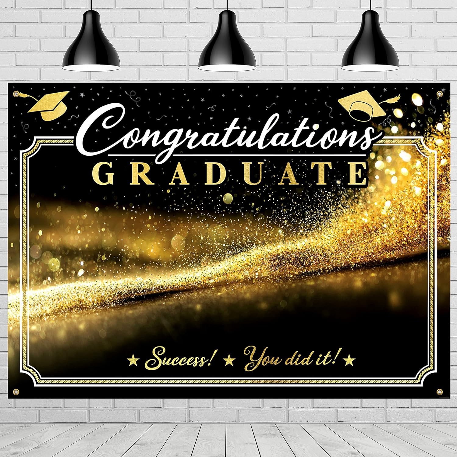 Gold Graduation Backdrop - Gold Graduation Party Supplies - Walmart.com
