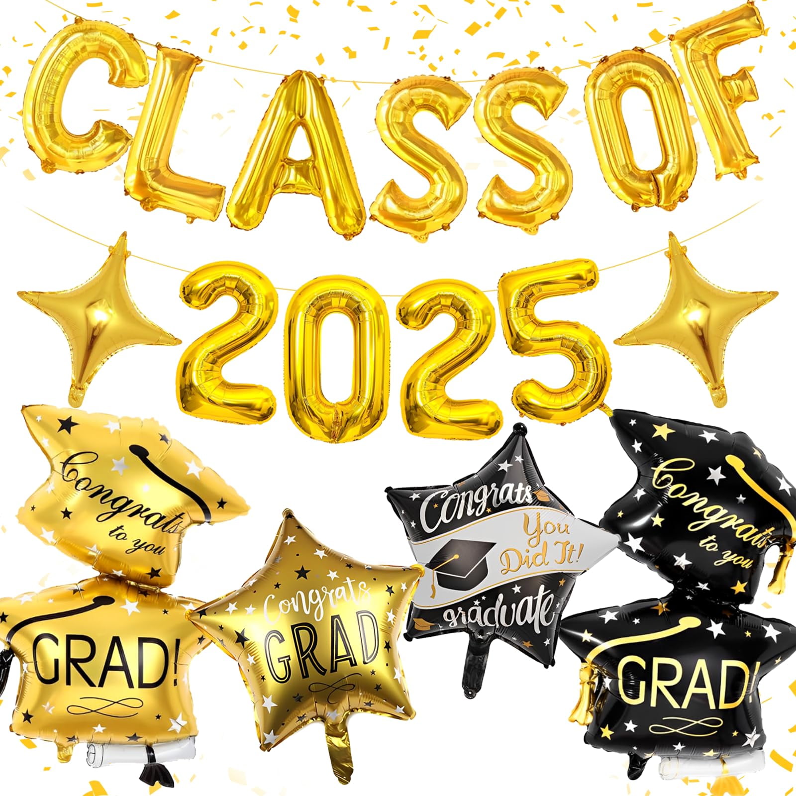 Gold Graduation Balloons Class SSF20 of 2025 Balloons Graduation ...