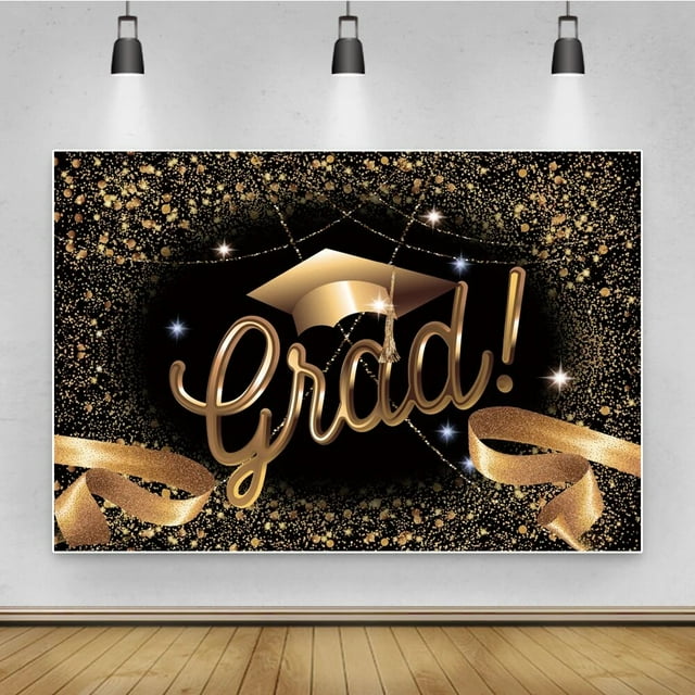 Gold Graduation Ceremony Grade Bachelor Cap Gold Dots Poster Portrait ...