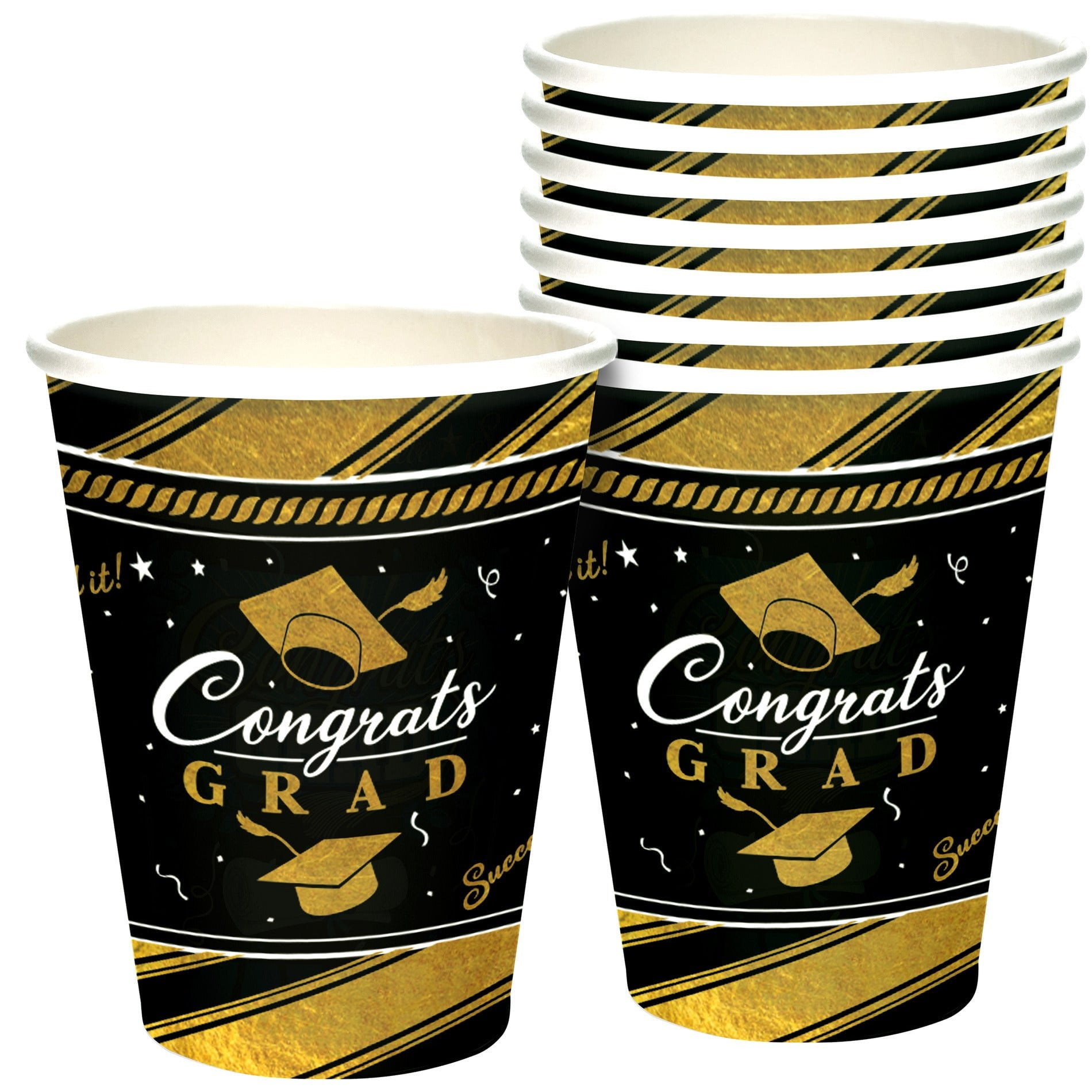 Gold Graduation Cups 16oz 24 Count - Gold Graduation Party Supplies ...
