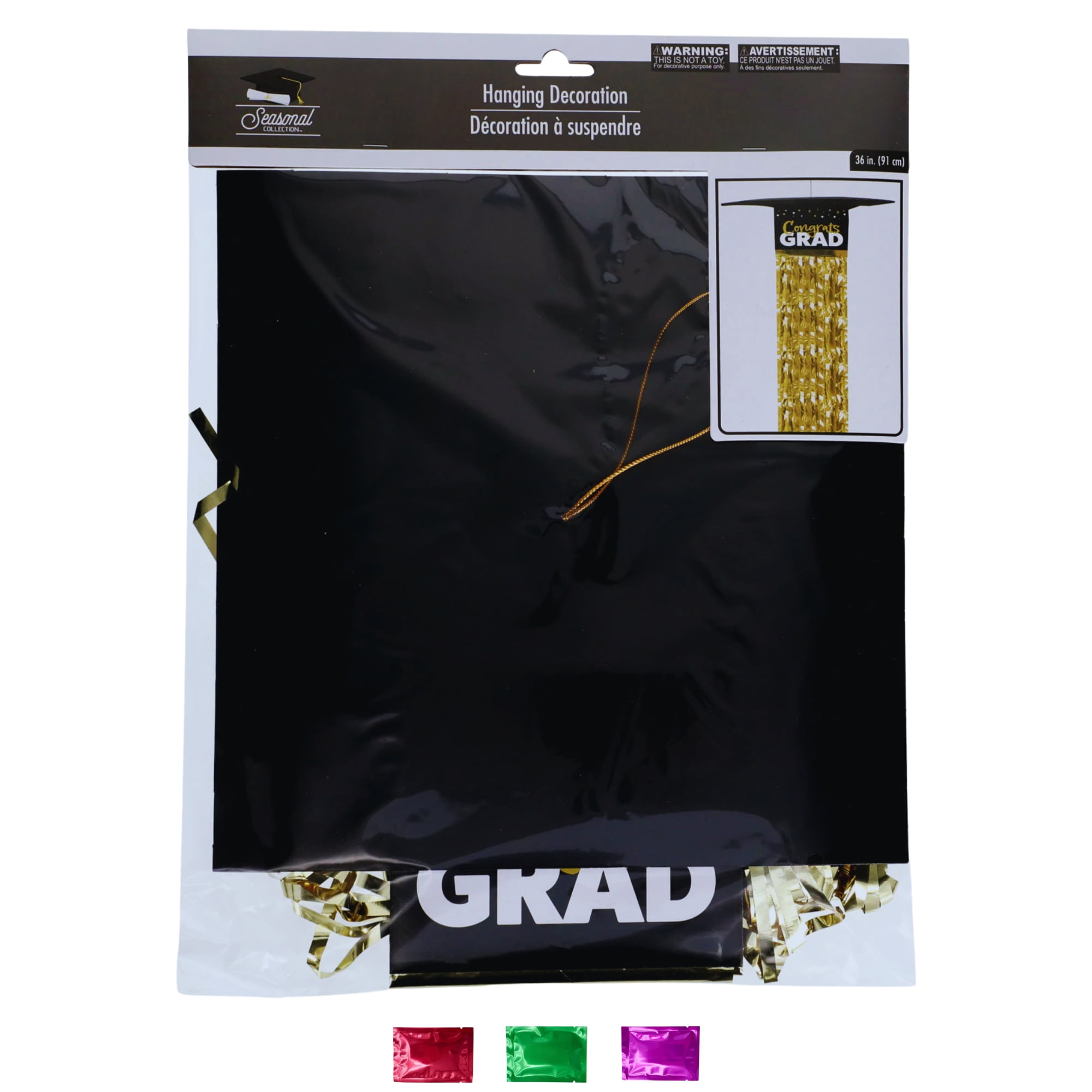 Gold Graduation Foil Curtain with Black Congrats Grad Cap Decorations ...