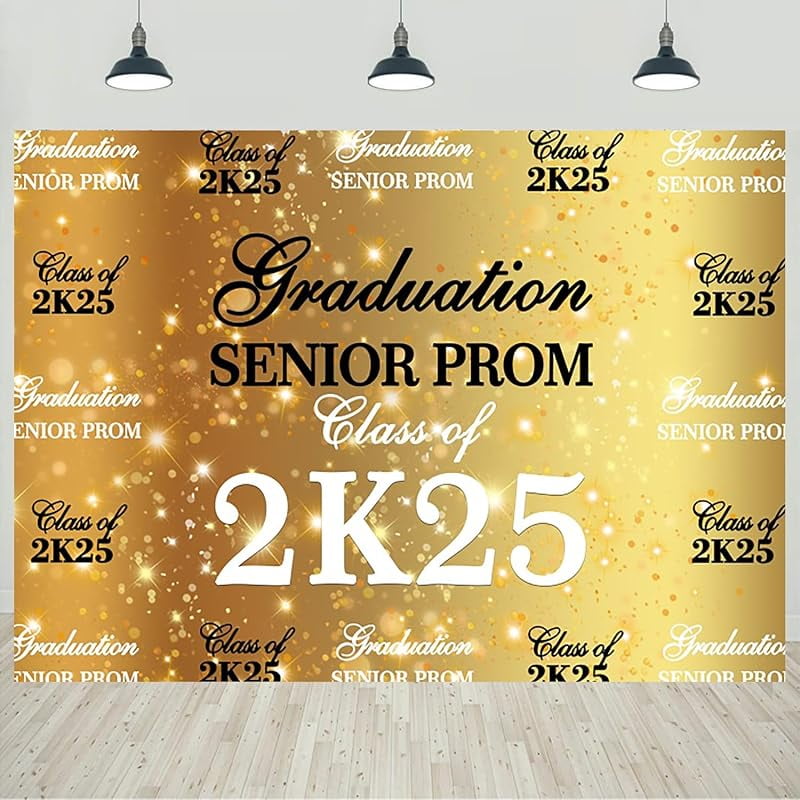 Gold Graduation Senior Prom Backdrop Class of 2K25 Graduation Party ...
