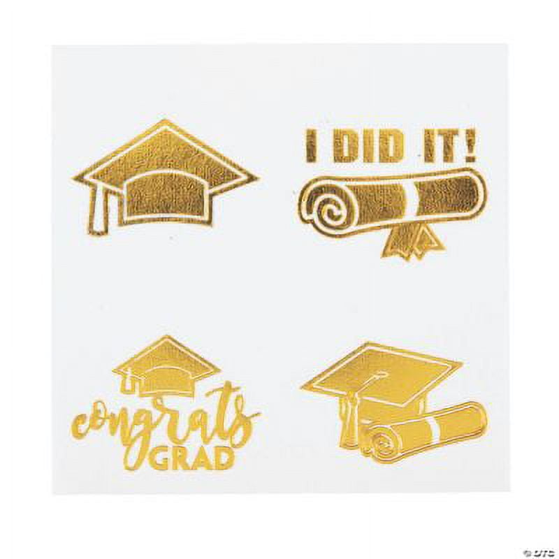 Gold Graduation Temporary Tattoos, Graduation, Accessories, 72 Pieces ...