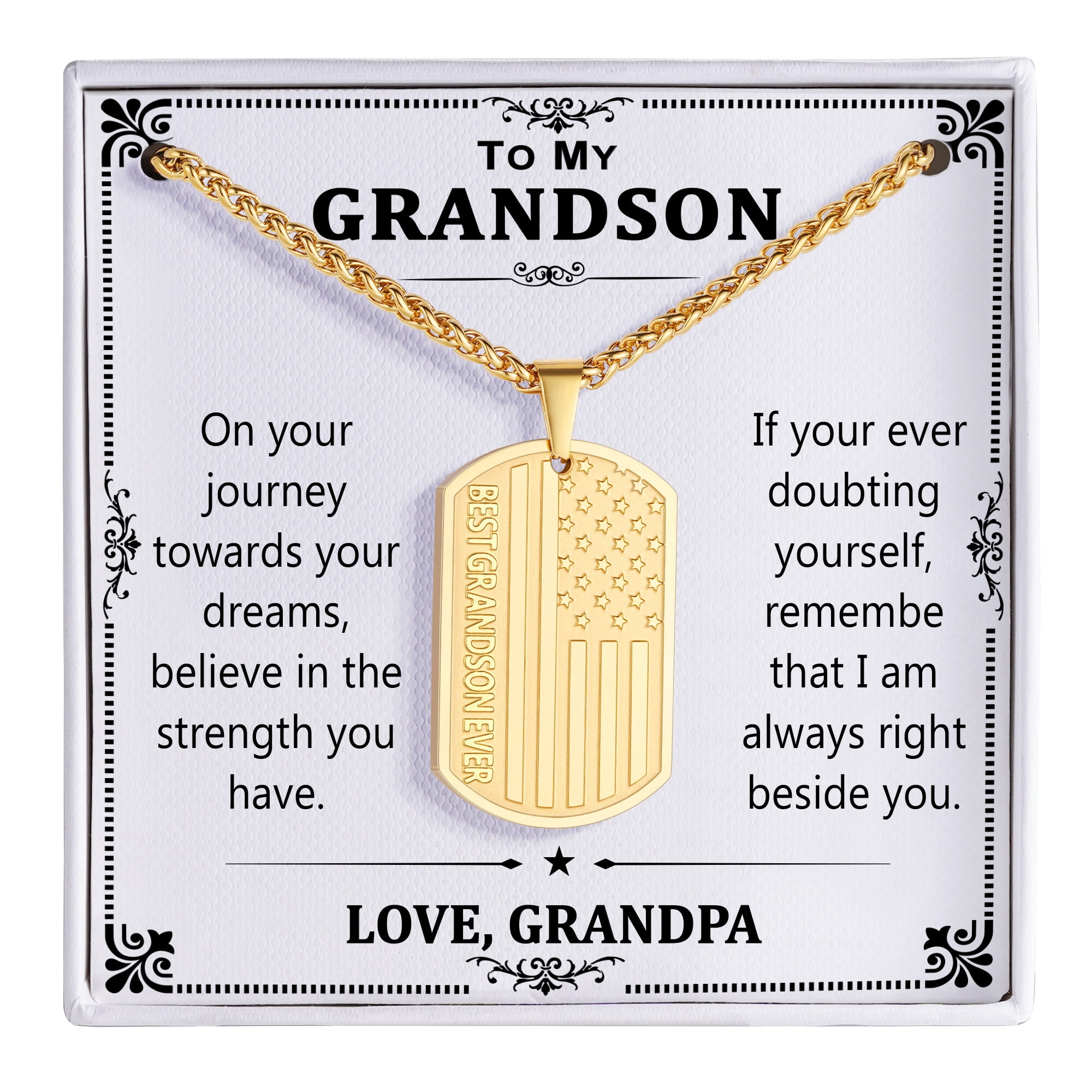 Gold To My Grandson Necklace Gifts from Grandpa,Best Grandson Ever ...