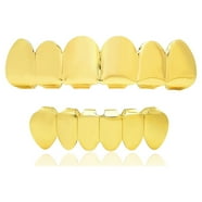 LNGOOR 18K Gold Plated Grillz, Iced Out Hip Hop Poker Diamond Grills ...