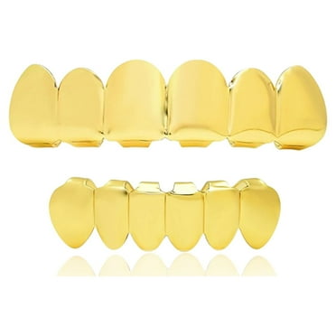 LNGOOR 18K Gold Plated Grillz, Iced Out Hip Hop Poker Diamond Grills ...
