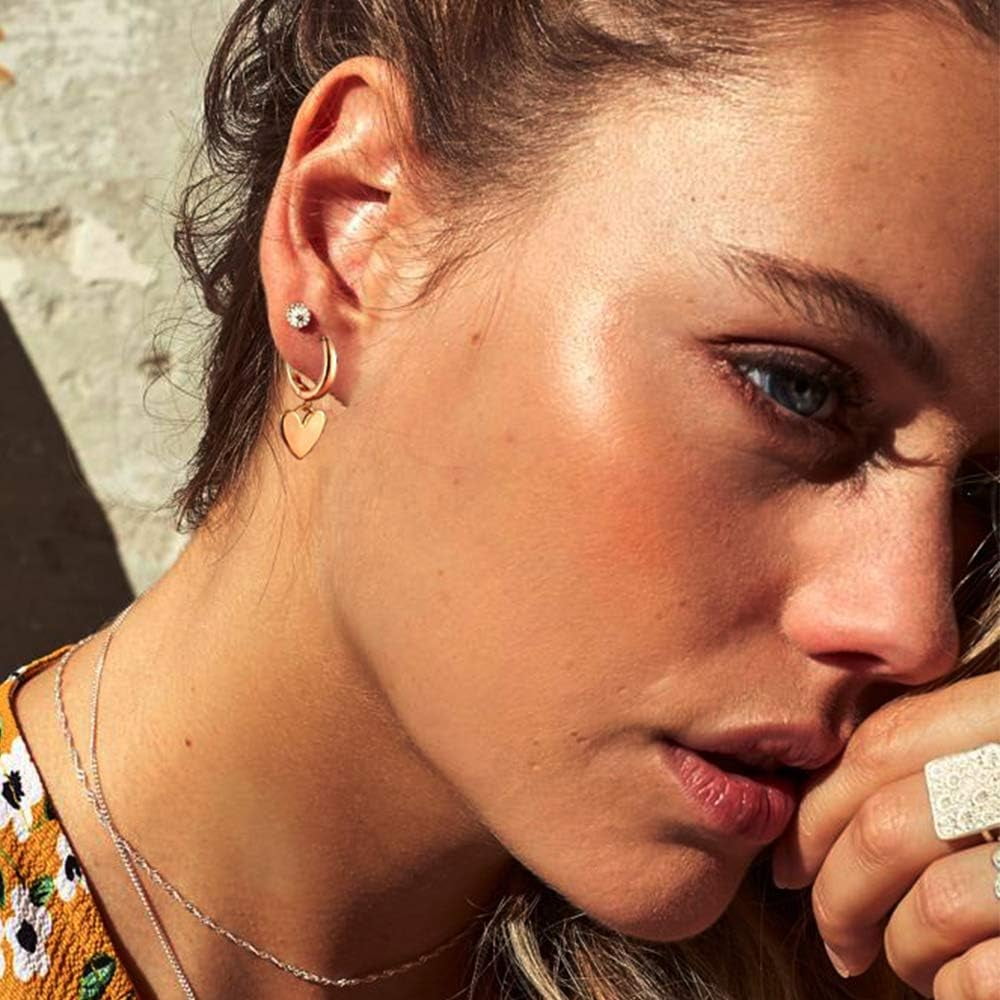 Gold H Ie Hoop Earrings For Women 14K Gold Plated Small Charm Op Dangle ...