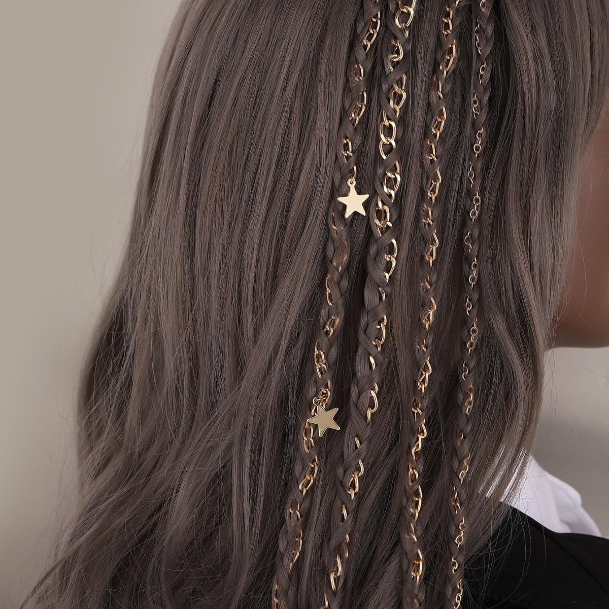 Gold Hair Chain Punk Tassel Hair Chain with Clips Ponytail Multi Strand ...