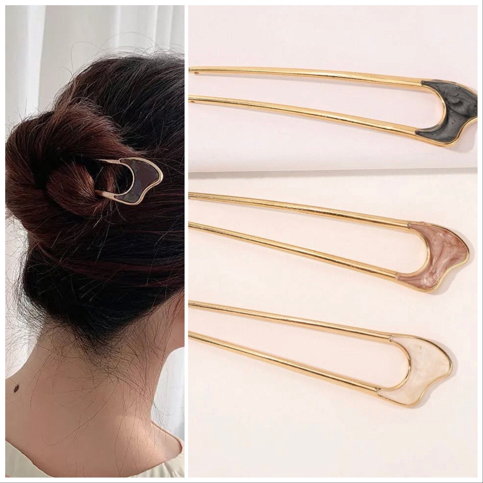 Gold Hair Stick - elegant hair stick - white hair - blue hair stick ...