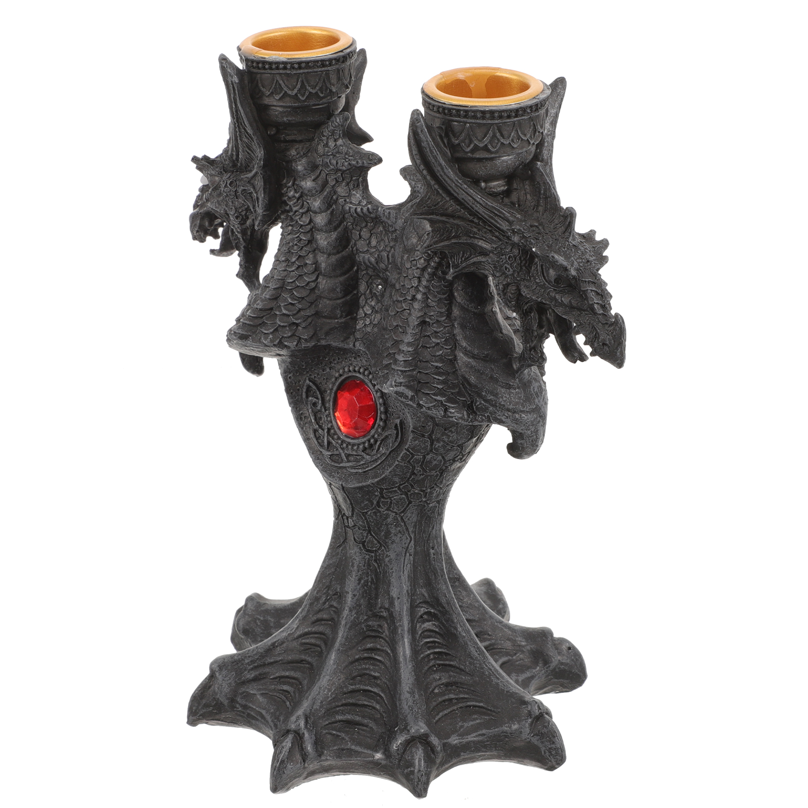Candle Holder Spooky Halloween Fighting Dragon Candelabra Candlestick ...