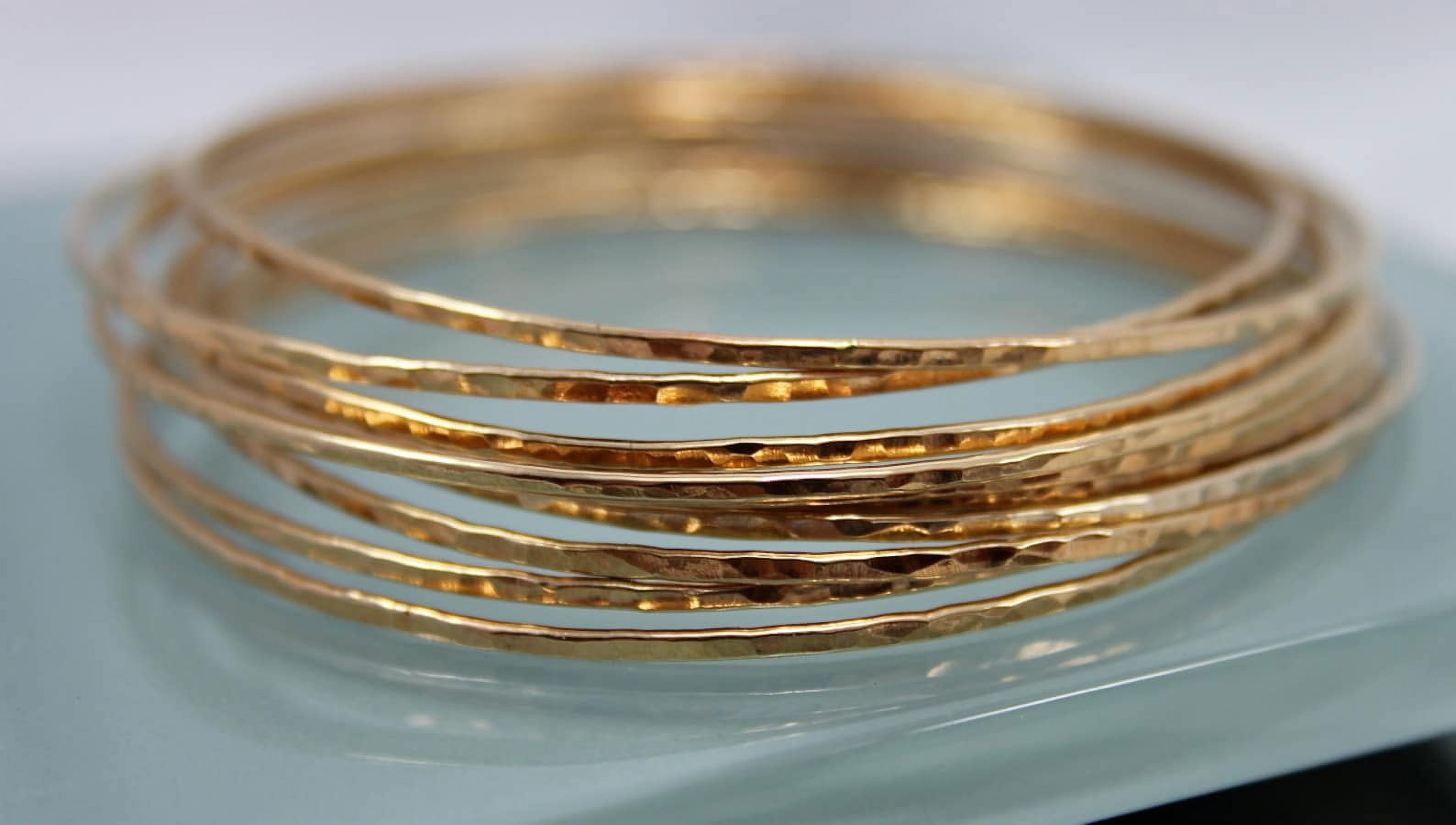 Gold Hammered Bangles Set of 9 14k Gold Filled Sparkle Bangle Bracelets ...