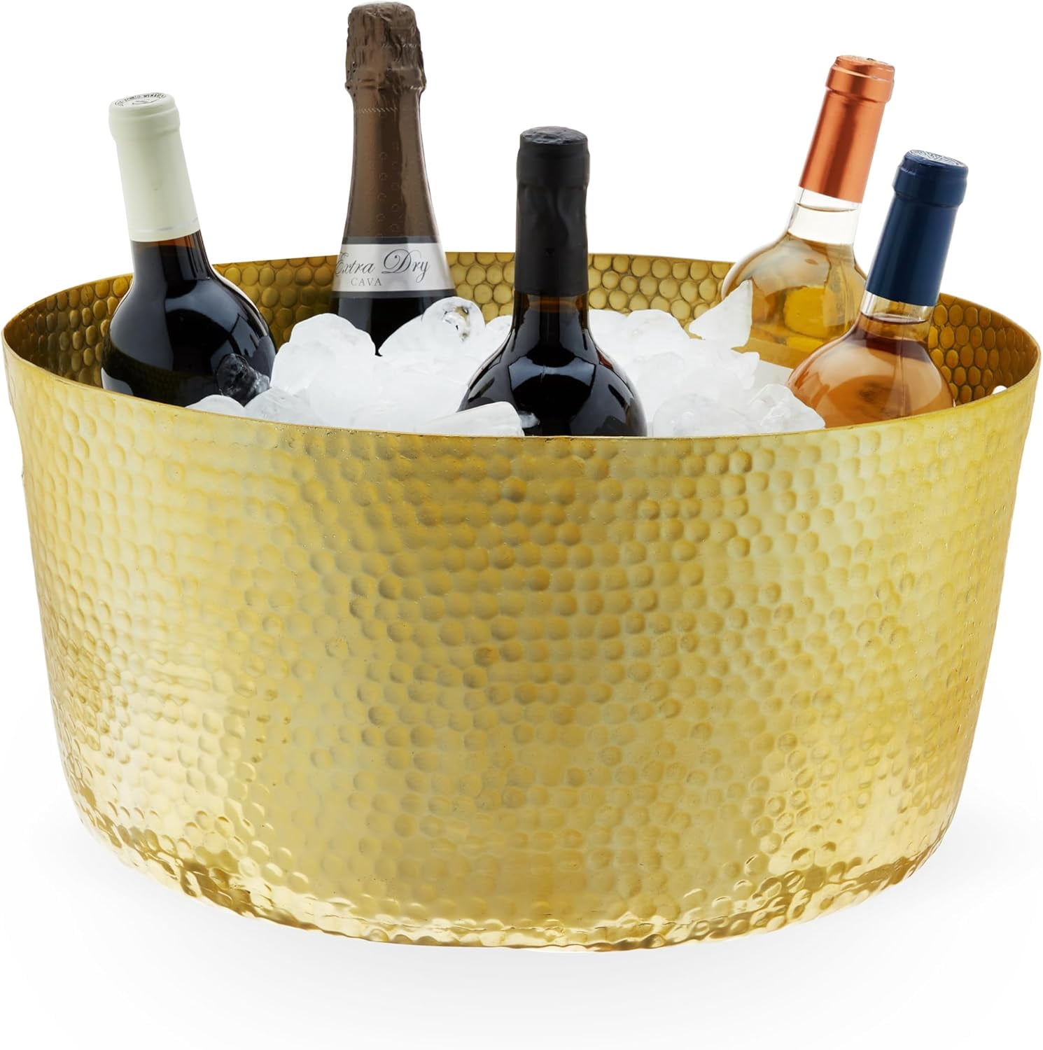 Gold Hammered Tub - Large Drink Beverage Tub Chiller, Wine, Beer ...
