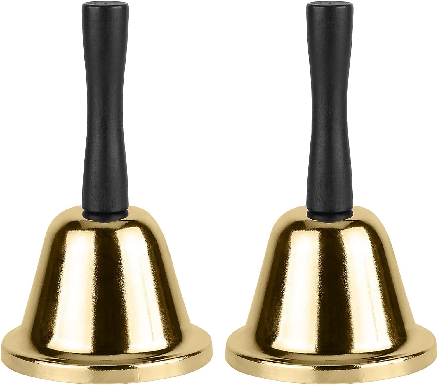Gold Hand Bell, 2 Pack Steel Hand Bell Call Bell for Wedding, Adults ...