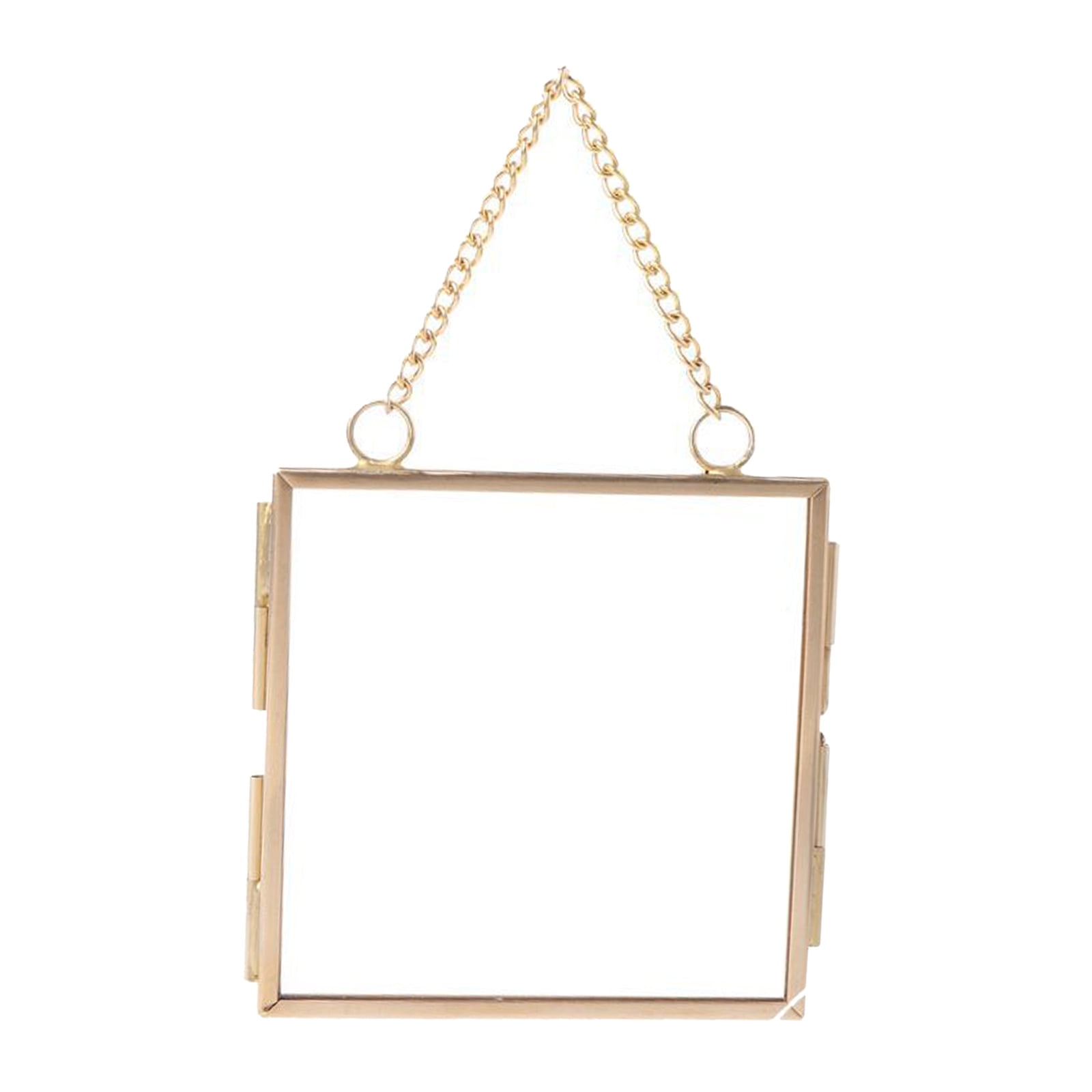 60x60mm Gold Hanging Picture Frame, Brass Glass for Dried Leaf Artwork ...