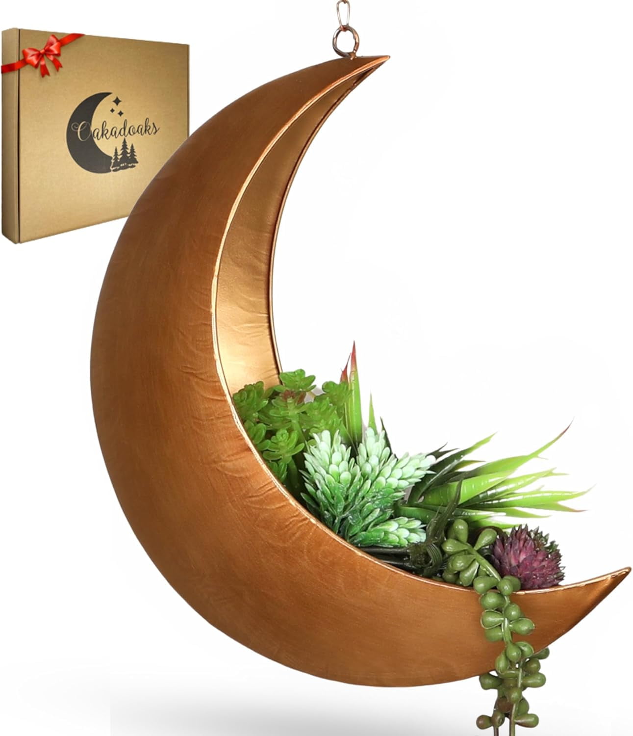 Gold Hanging Moon Planter – with Drain Holes - Moon Room Decor - Unique ...