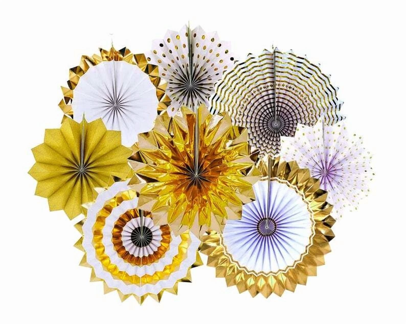 Gold Hanging Paper Fans Decoration Set For Weddings Or Birthday ...