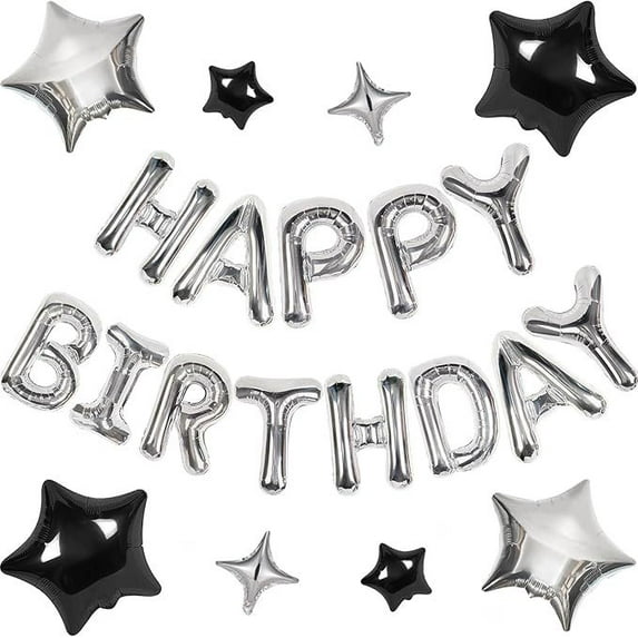 Gold Happy Birthday Balloon & Star Set - 16 Inch Letter Banner & 10 ...