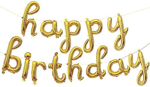 Gold Happy Birthday Boon Banner, Script Letter Boons Sign, 16 Inch Foil ...