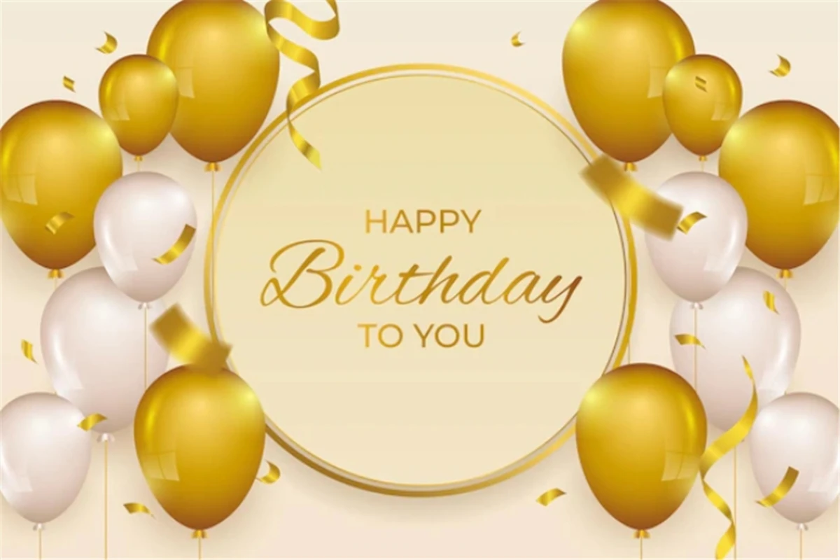 Gold Happy Birthday Party Photography Backdrop Red White Balloons ...