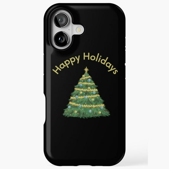 Gold Happy Holidays Christmas Tree Elegant Winter Phone Case 17 16 15 ...